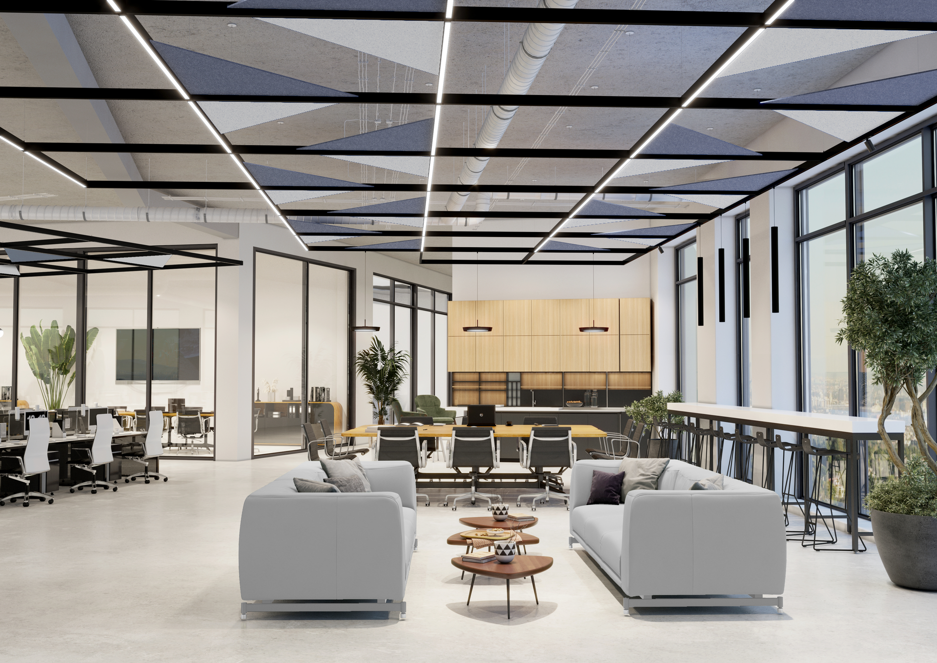 Open Ceiling Office Lighting Design